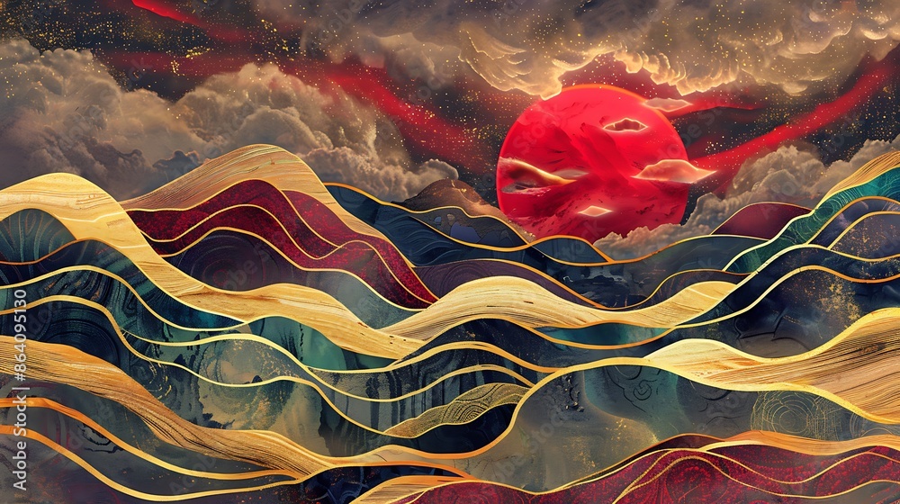 Beautiful three panel wall design, realistic hand drawn floral artwork ...