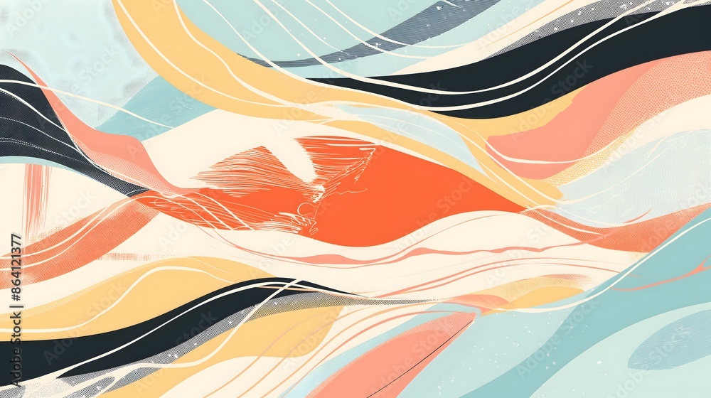 4. Create a captivating visual composition with abstract waves in a ...