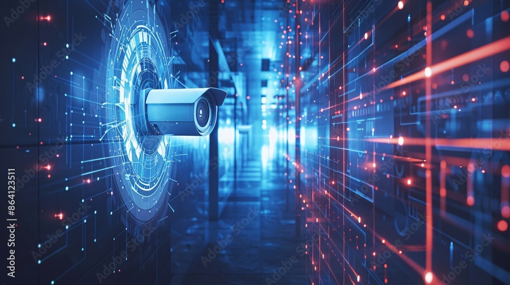 A Visual Of A Holographic Security System Projecting Real Time Cctv