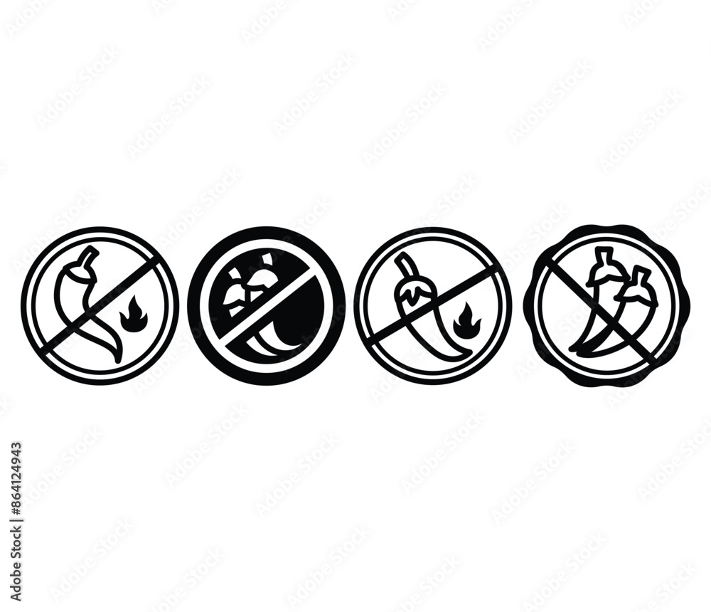 no chili pepper spicy food free icons symbol sign badge round shape ...