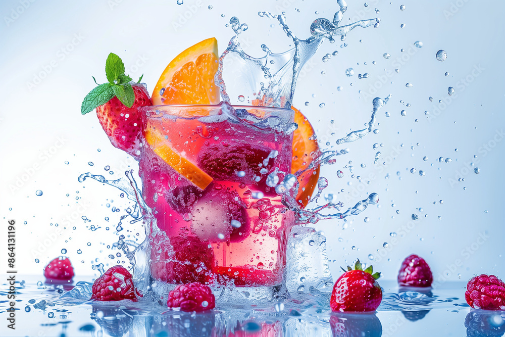 High-resolution commercial photography of a massive fruit drink splash ...