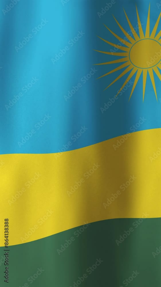 Waving Flag of Rwanda, Vertical Fill Video, HD Animated Background ...