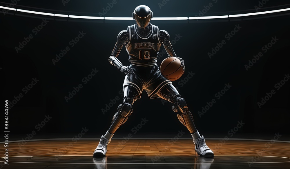 basketball robot player. robot wearing a jersey playing basketball ...