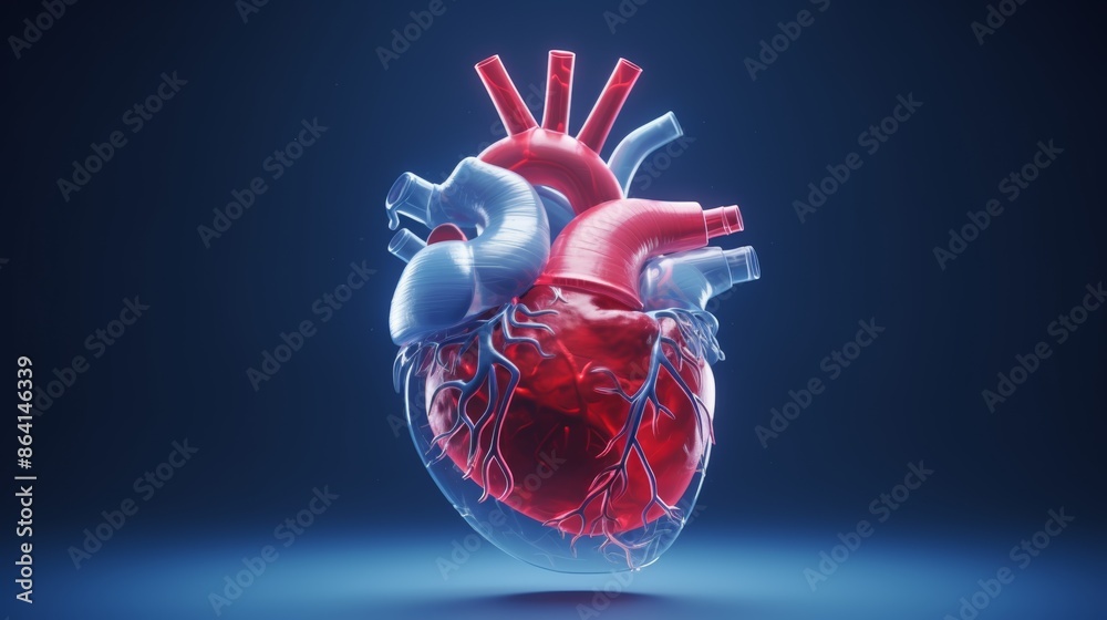A 3D animation of a human heart beating inside an X-ray, explaining the ...