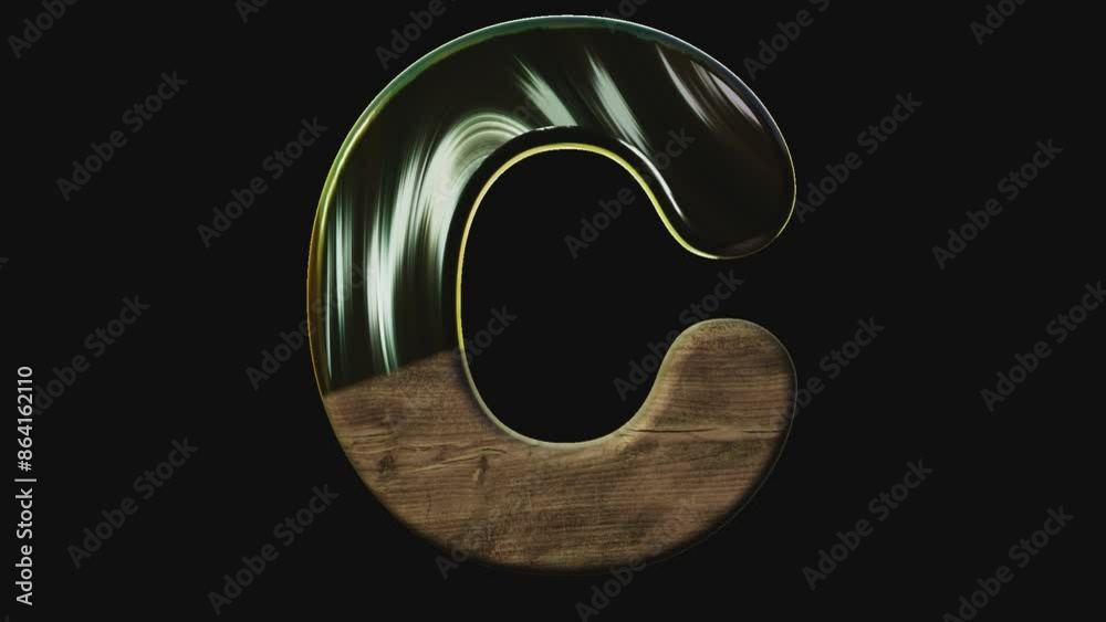 elegant letter C, transparent background, alpha channel, liqid, wood ...