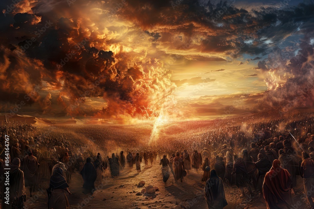 ภาพประกอบสต็อก epic biblical scene depicting the israelites exodus from ...