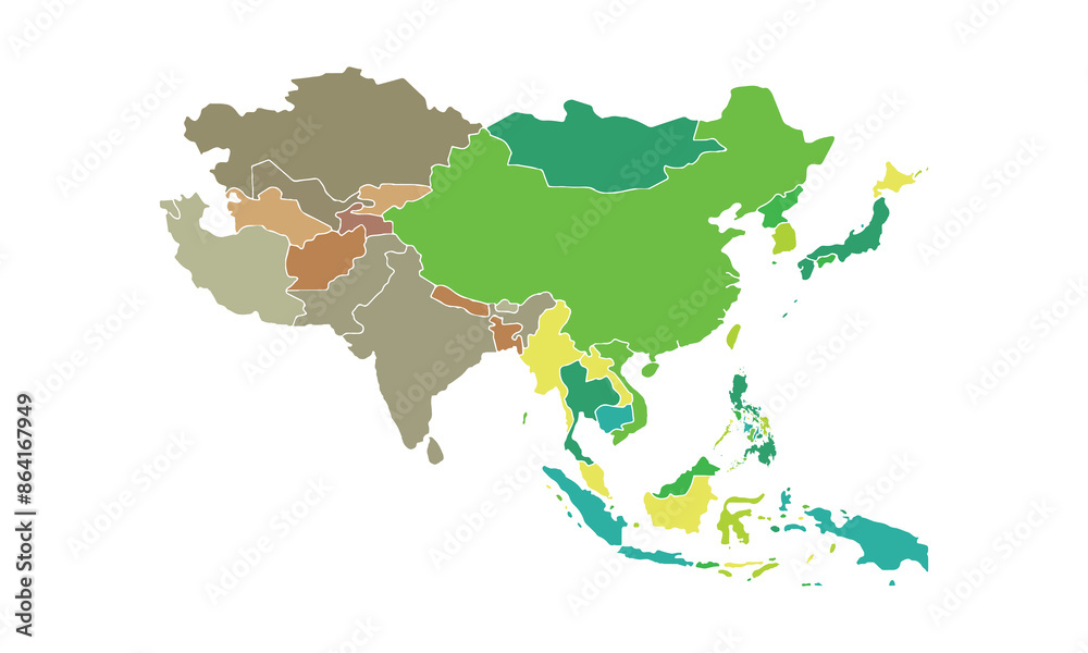 Map of Asia isolated modern colorful style. for website layouts ...