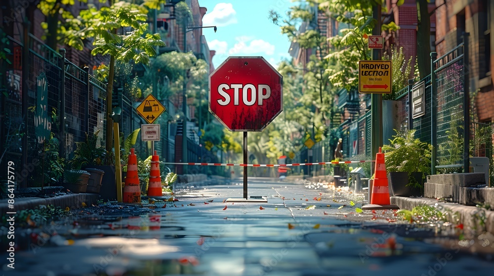 Striking Red Octagonal Stop Sign Dominates The Scene On A Secluded