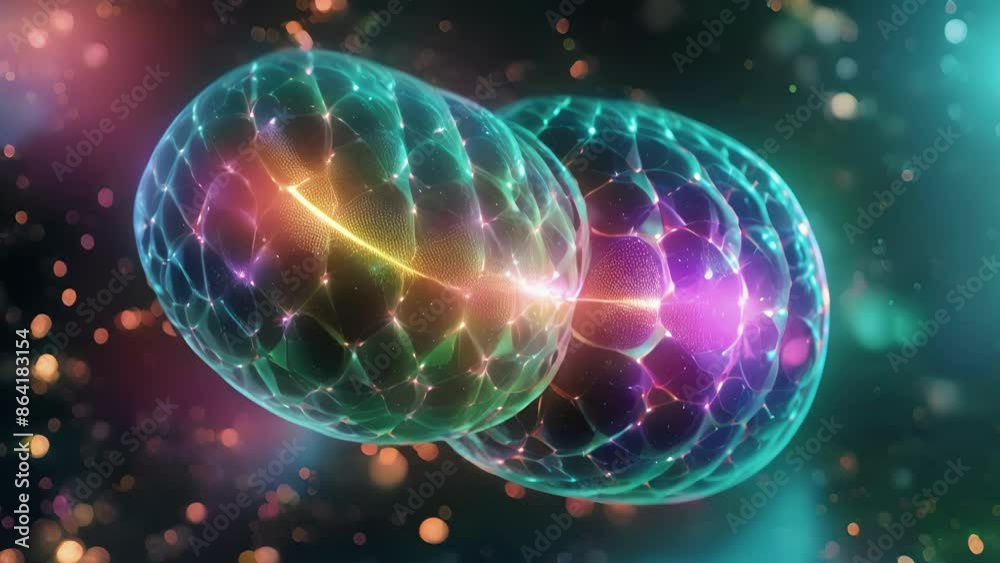 Fluorescence animation of a cell undergoing mitosis with visible ...