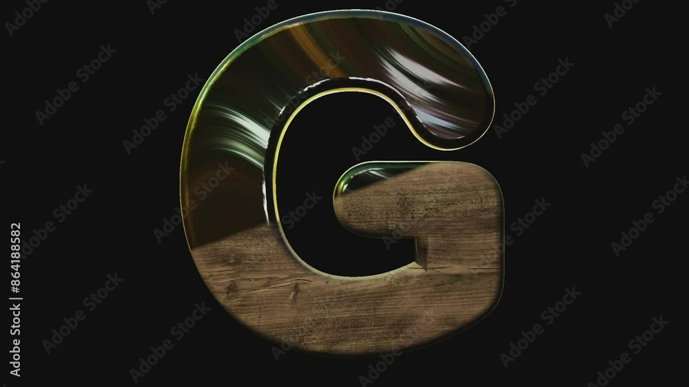 elegant letter G, transparent background, alpha channel, liqid, wood ...