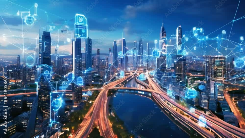 Construction of smart city infrastructure, featuring integrated IoT ...