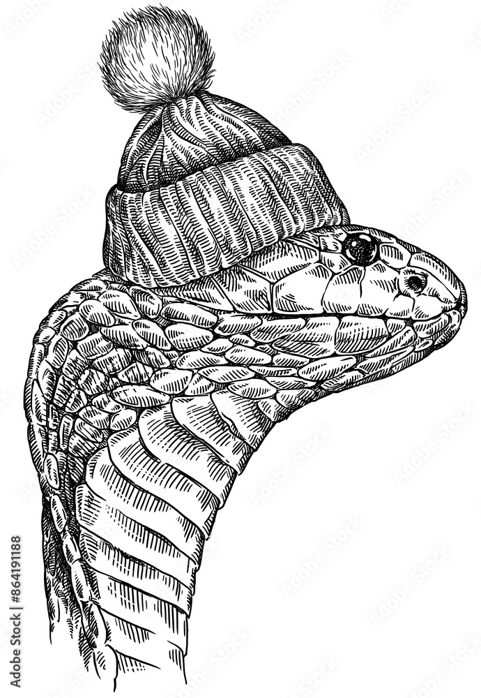 Vintage engraving isolated snake glasses dressed fashion set ...