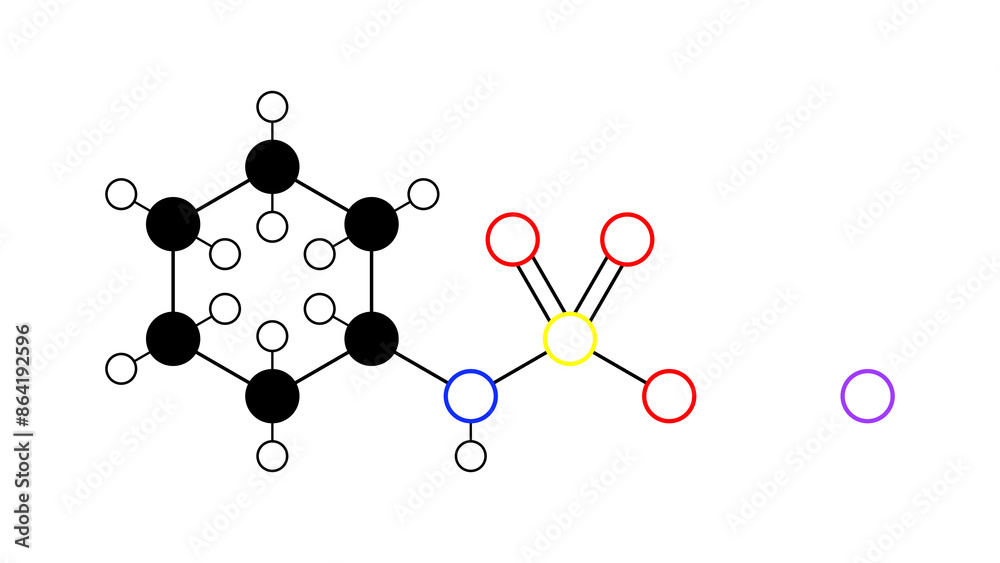 cyclamate molecule, structural chemical formula, ball-and-stick model ...