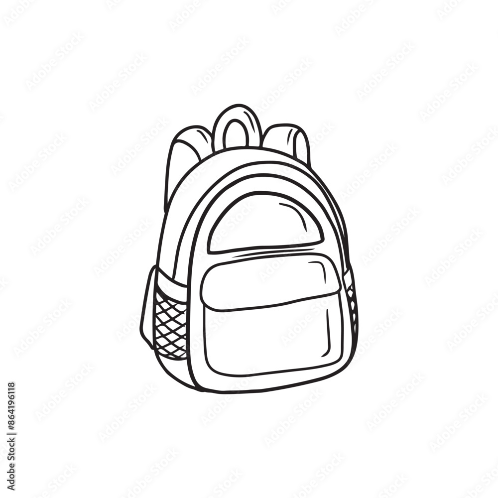 Beautiful backpack for school going with pockets in black isolated on ...