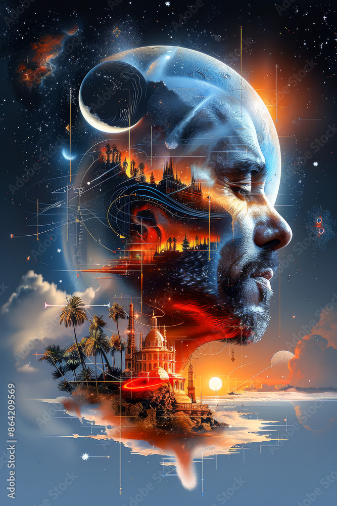 Synthwave, Vaporwave Poster. Generated image. A digital illustration of ...