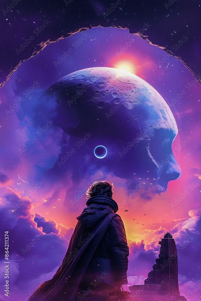 Synthwave, Vaporwave Poster. Generated image. A digital illustration of ...