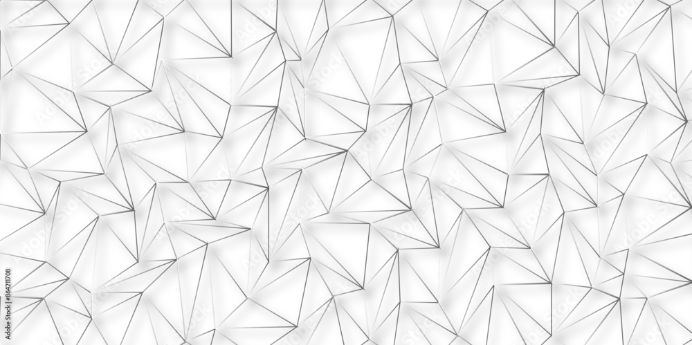 Geometric low poly graphic. Background of triangular facets. editable stroke width, grey ...