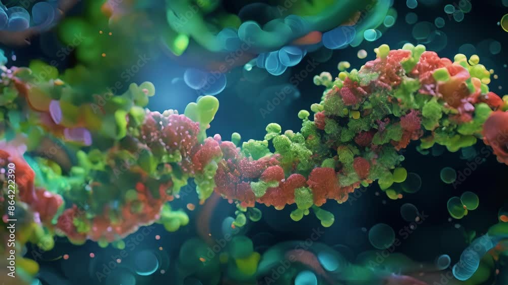 A microscopic view of the DNA sequence within a gene with the exons ...