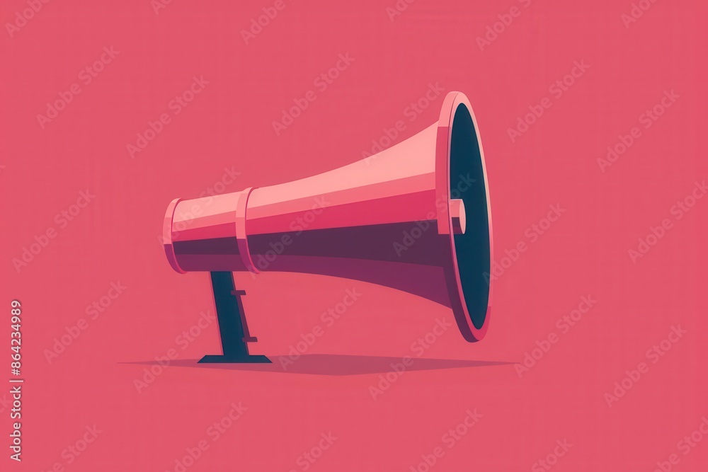 minimalist flat design of megaphone in bold color clean lines and ...