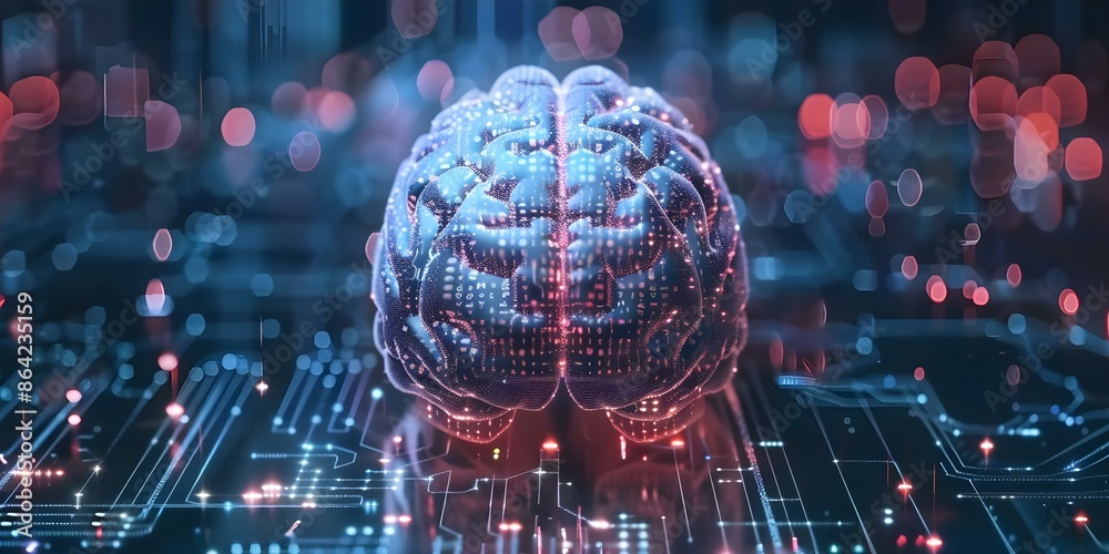 Human brain illustrating intelligent processing through neural network ...