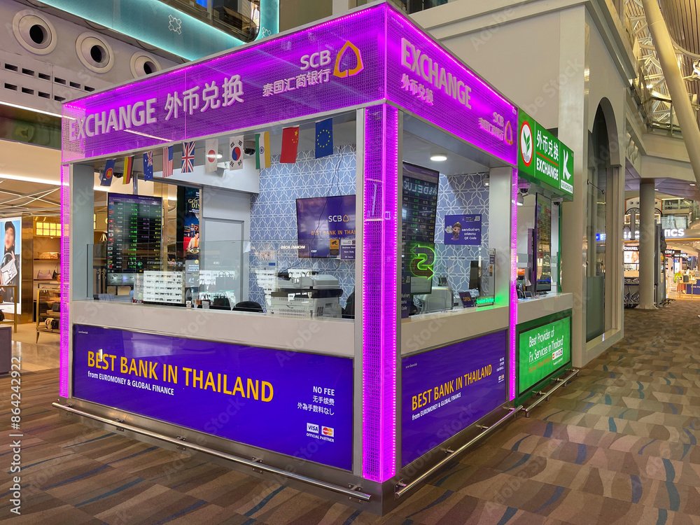 Currency exchange offices at Phuket International Airport. SCB, Siam ...