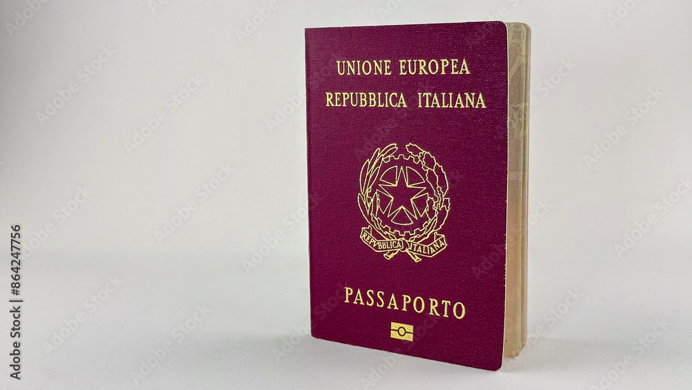 Italian passport European Union visa travel with red cover before plain ...