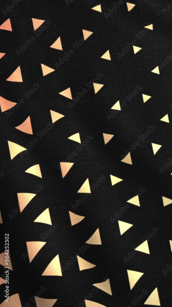 Animated 3D waving cloth texture with orange and black stripes and ...