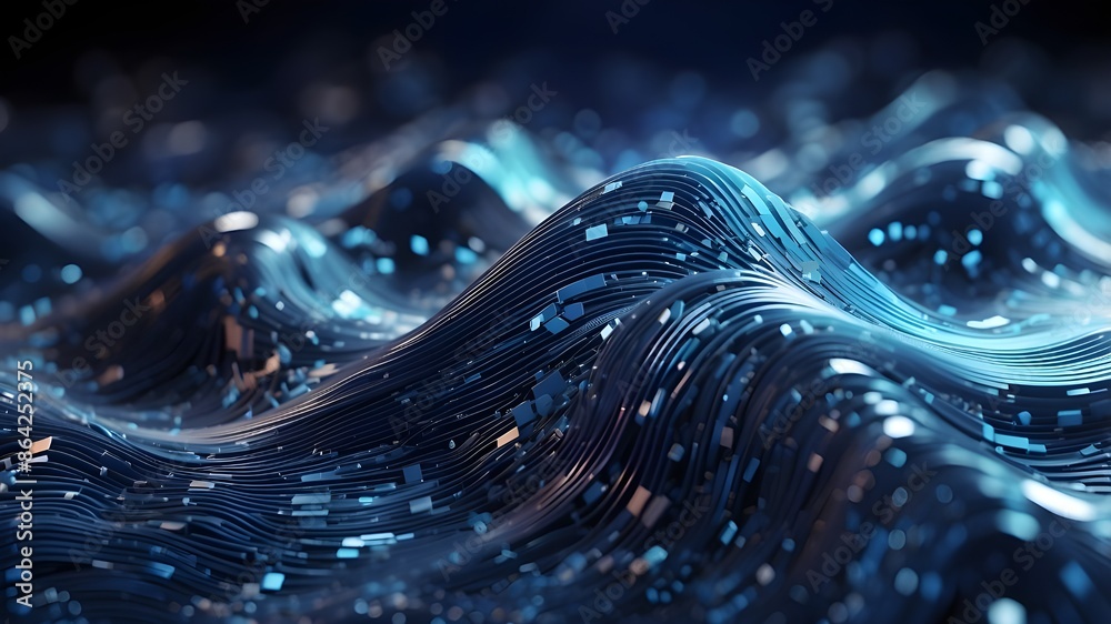Blue Light Digital Wave Background Effect, Wave Background with Blue ...