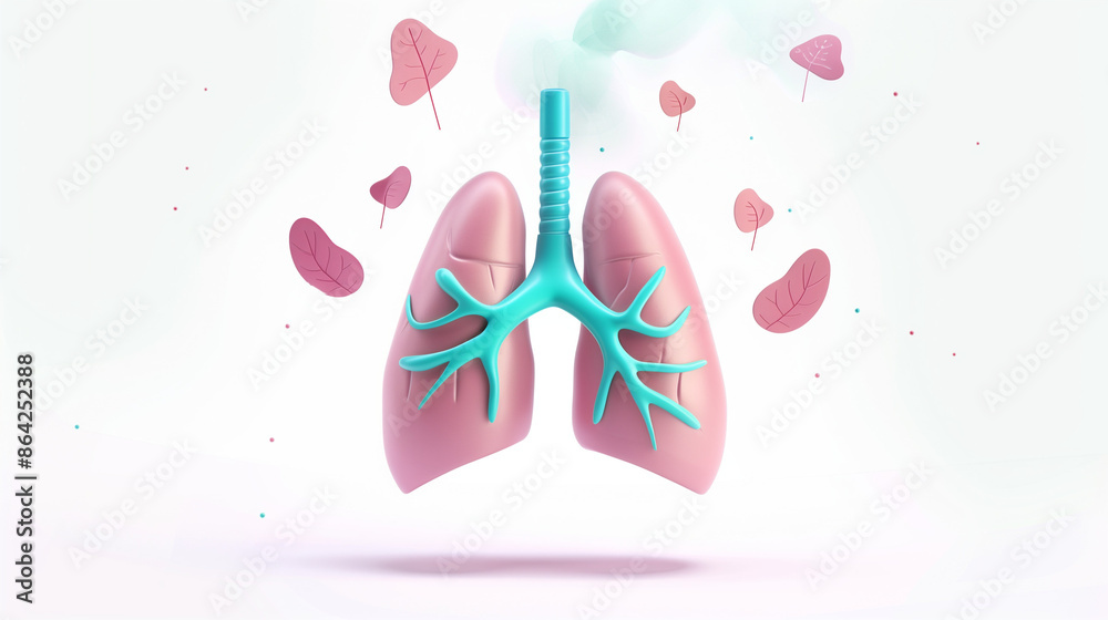 Playful 3D cartoon lung icons with a depiction of deep breaths ...