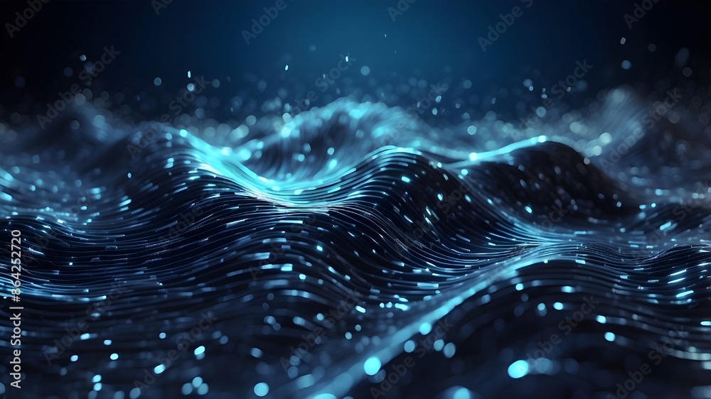 Blue Light Digital Wave Background Effect, Wave Background with Blue ...