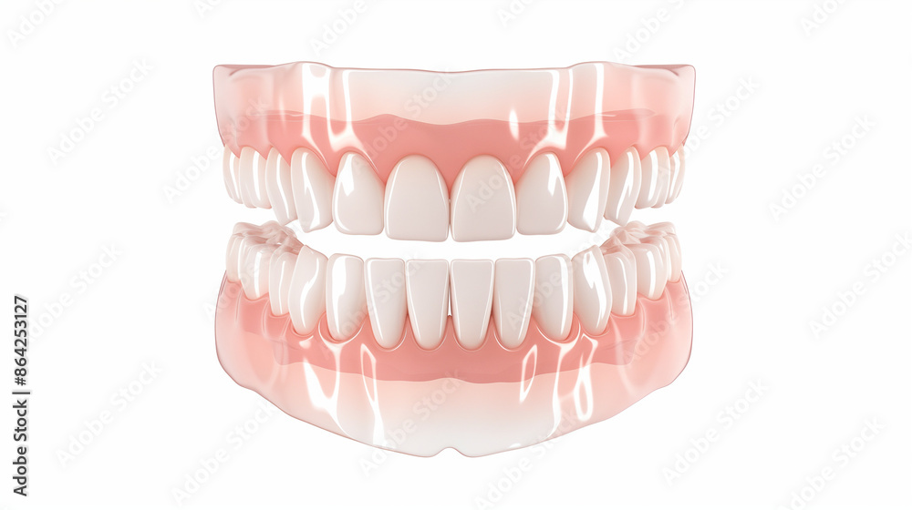Detailed 3D render of teeth with dental veneers applied to enhance ...