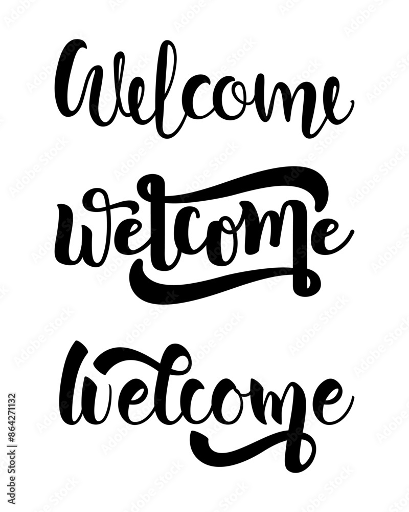 welcome calligraphy text effect, hand lettering modern text calligraphy ...