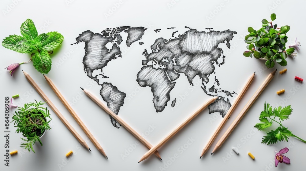 world map Drawing Pencil Sketch hand drawing with paper Stock ...