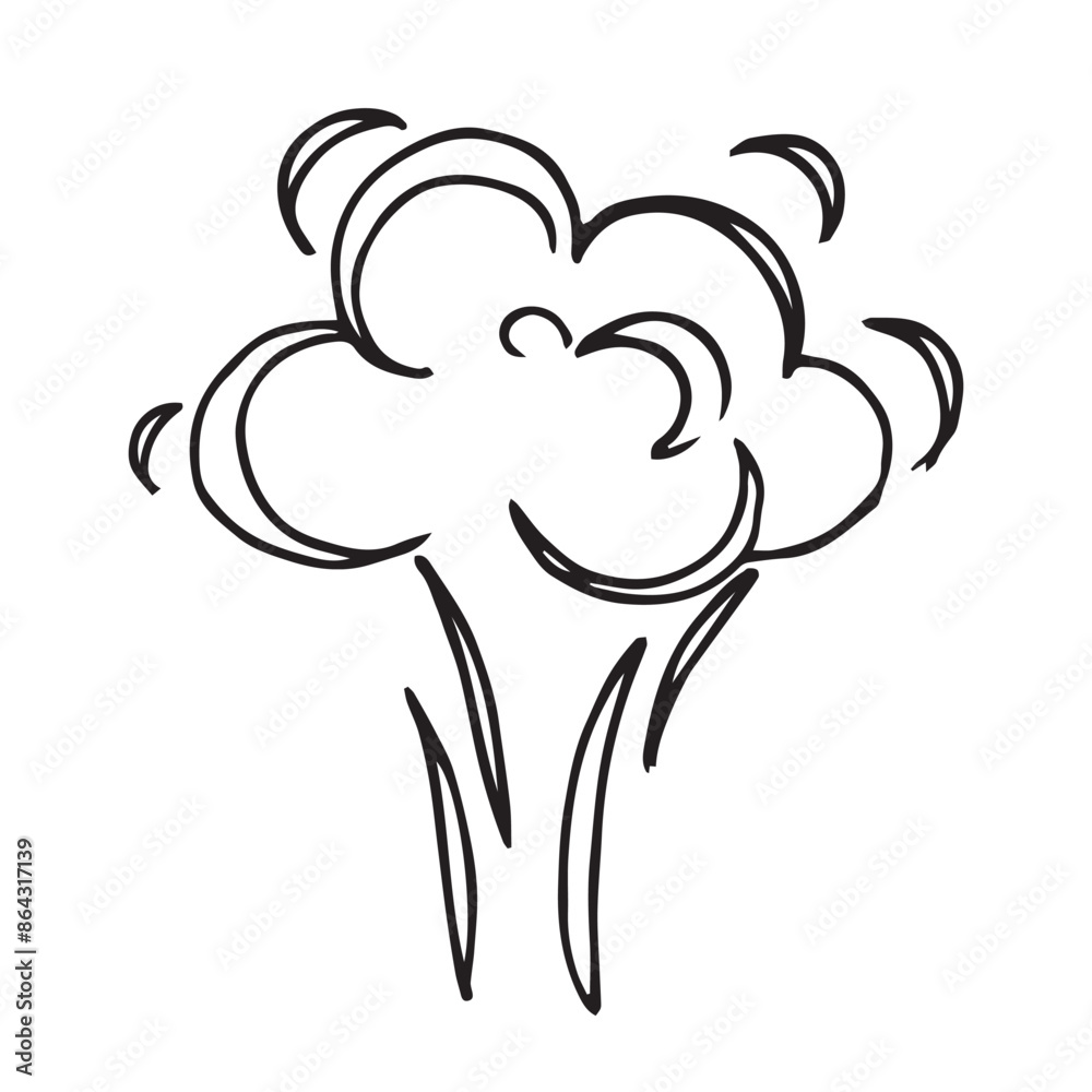 Explosive drawing. Black and white drawing in sketch style, vintage ...