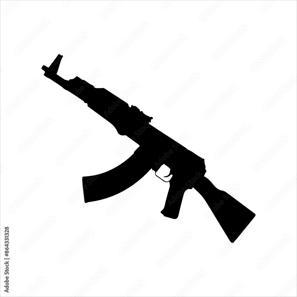 Ak 47 vector silhouette isolated on white background. Ak 47 icon ...