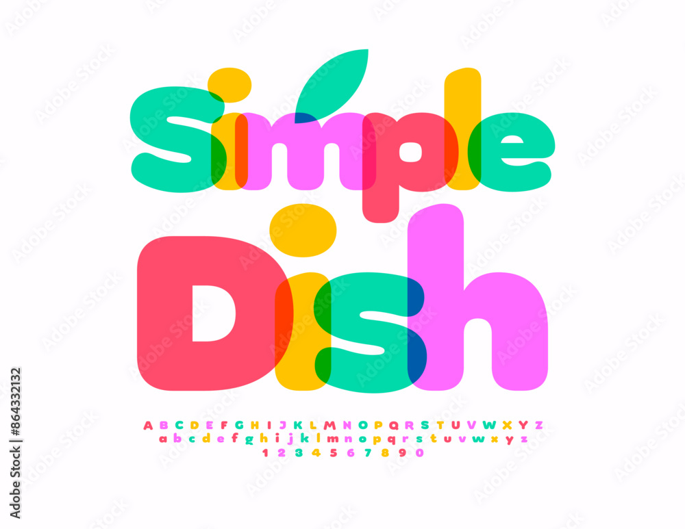 Vector advertising flyer Simple Dish. Bright Colorful Font. Artistic ...