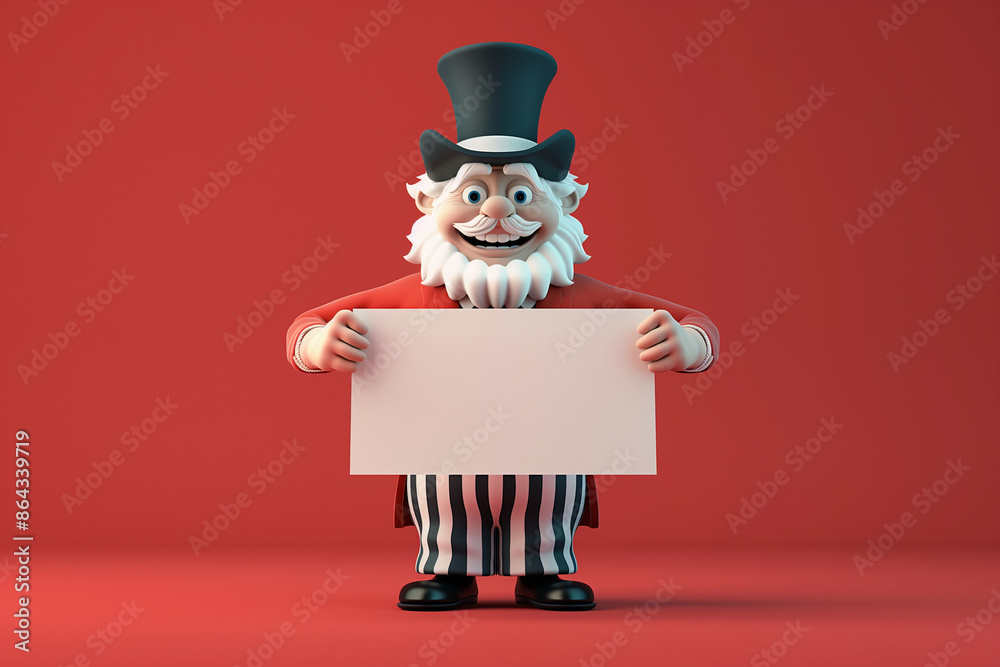 A 3D cute cartoon Uncle Sam character, dressed in his iconic 4th of ...