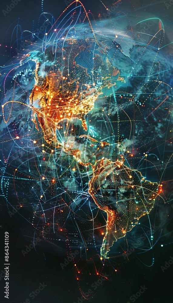 Digital representation of global connections and networks across North ...