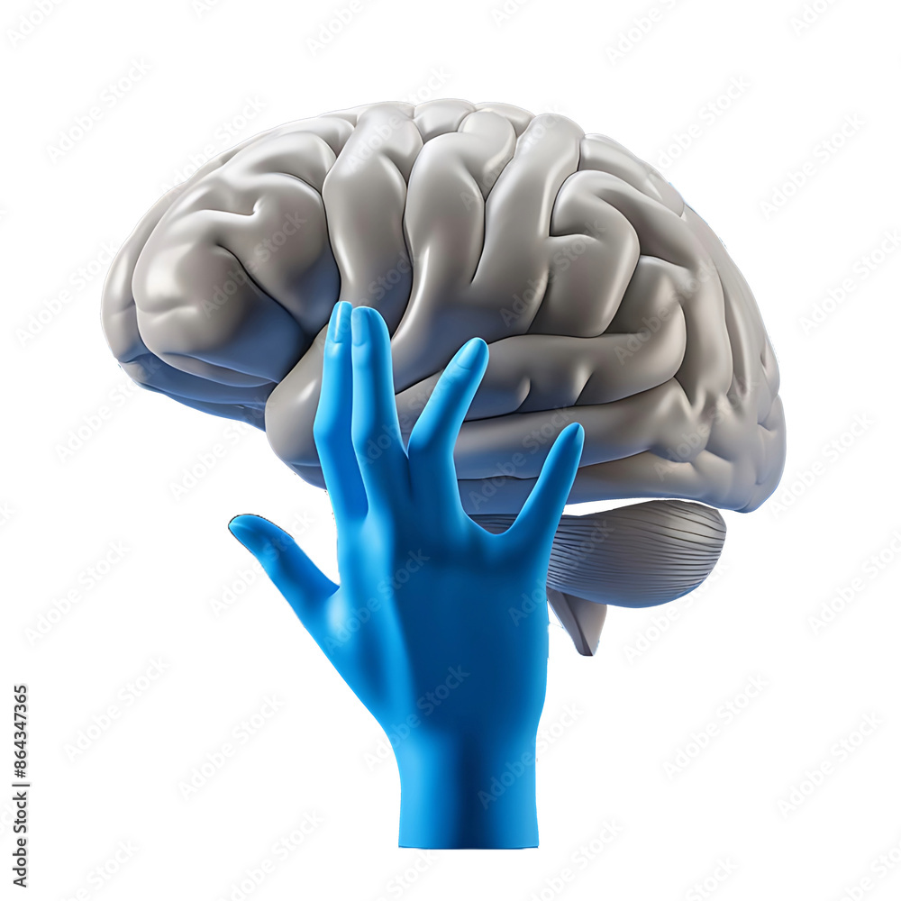 Human brain hand holding -world mental health day concept-organ ...