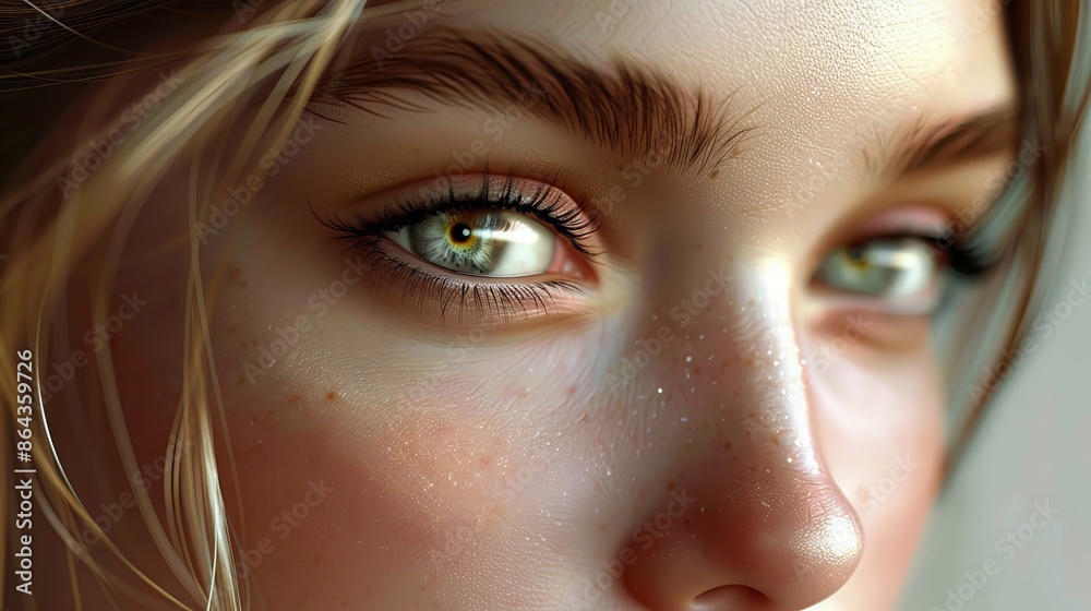 her cheekbones are high and prominent, lending her a sculpted and ...