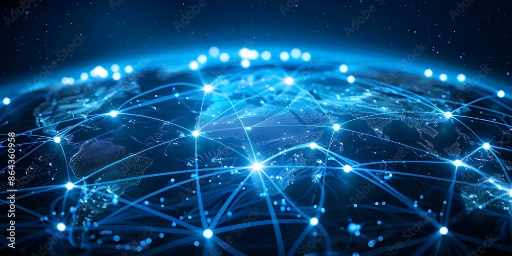 Global network map for data exchange and telecommunication connectivity ...