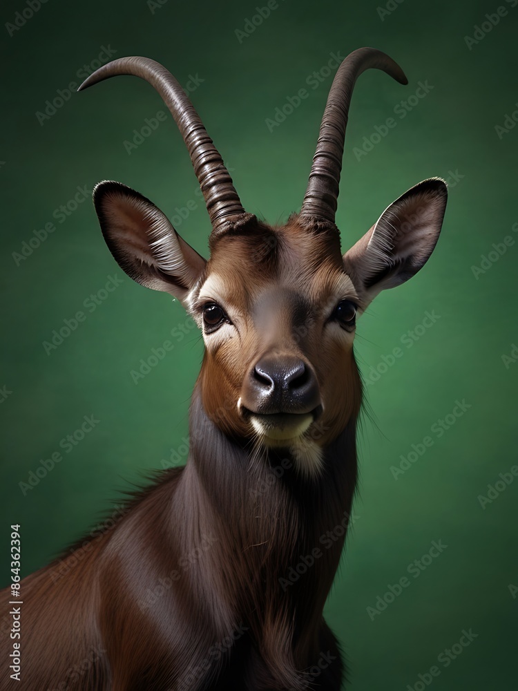 Saola, endangered animal in green screen background. Stock Illustration ...
