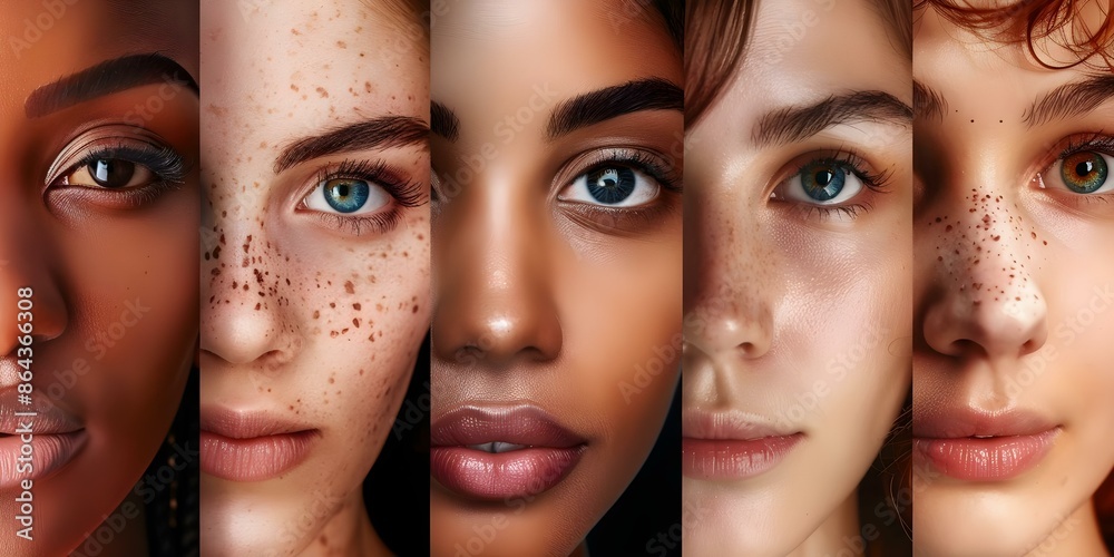 Collage of womens portraits with diverse nationalities skin tones and ...