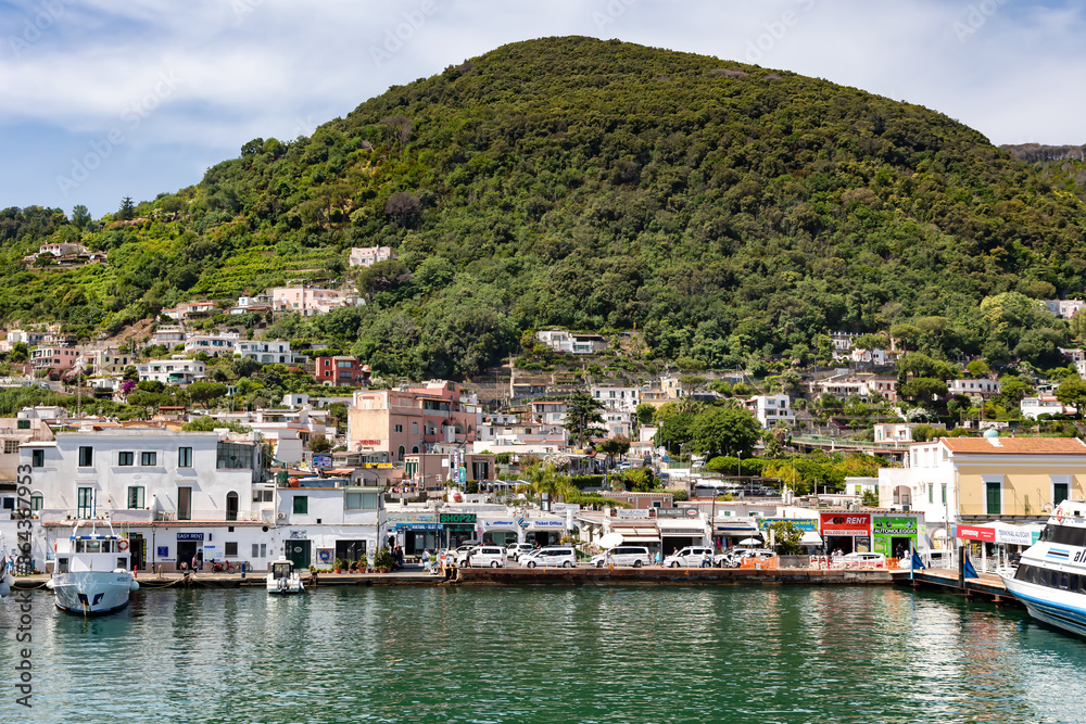 ITALY, ISCHIA, 20, JUNE, 2024: Nice panoramic view of passenger port of ...