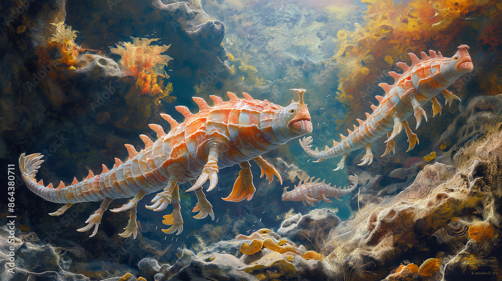 Evolution of Anomalocaris: Shows the evolutionary relationships between ...