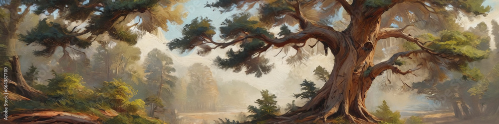 An elegant cedar tree with a sweeping canopy and fragrant wood ...