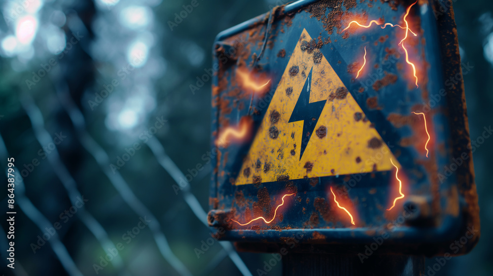 Warning sign with radiation symbol showing the danger of radiation ...