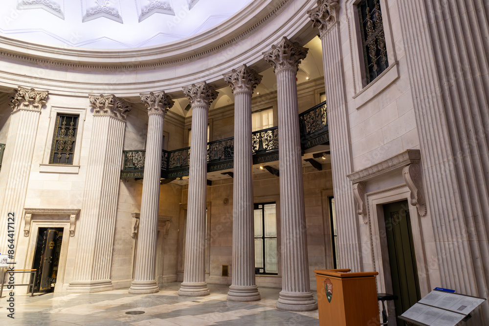 Architectural columns in the rotunda of Federal Hall National Memorial ...
