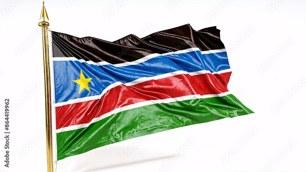 The colors of the South Sudanese flag on a white background Stock ...
