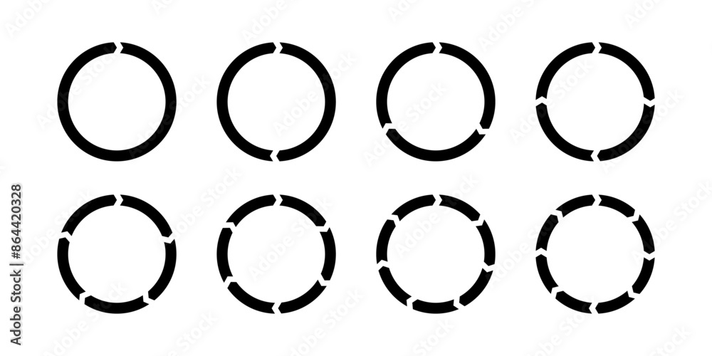 Rotation arrows in circular motion. Circle arrow combinations. Set of ...
